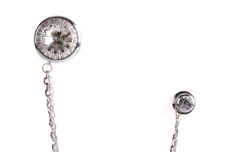 Chain Lapel Pin Made of Real Crystal Stone, Unisex Chain Lapel Brooch ...