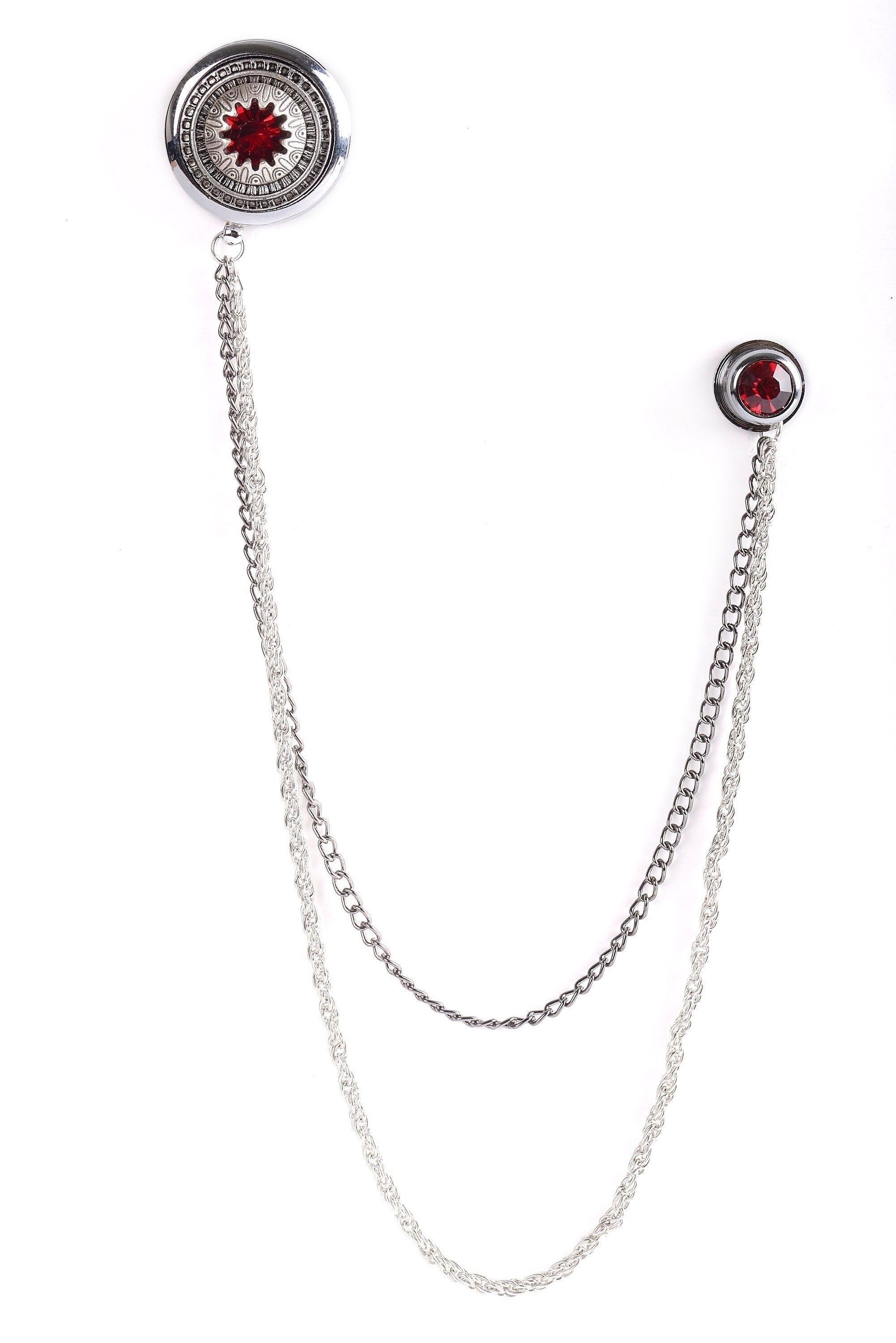 Chain Lapel Pin Made of Real Crystal Stone, Unisex Chain Lapel Brooch ...