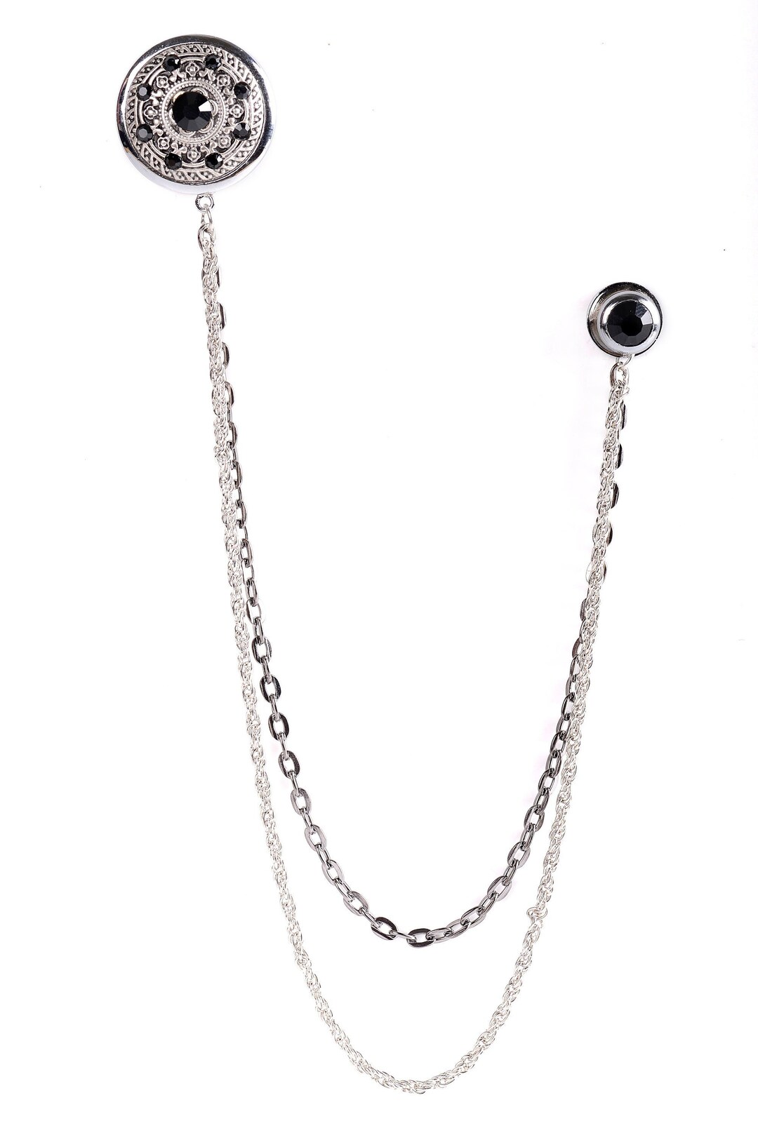 Chain Lapel Pin Made of Real Crystal Stones Unisex Chain - Etsy