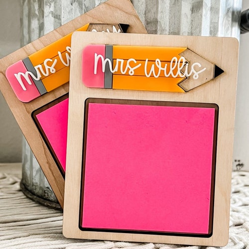 Teacher Sticky Note Holder Personalized Teacher Gift - Etsy