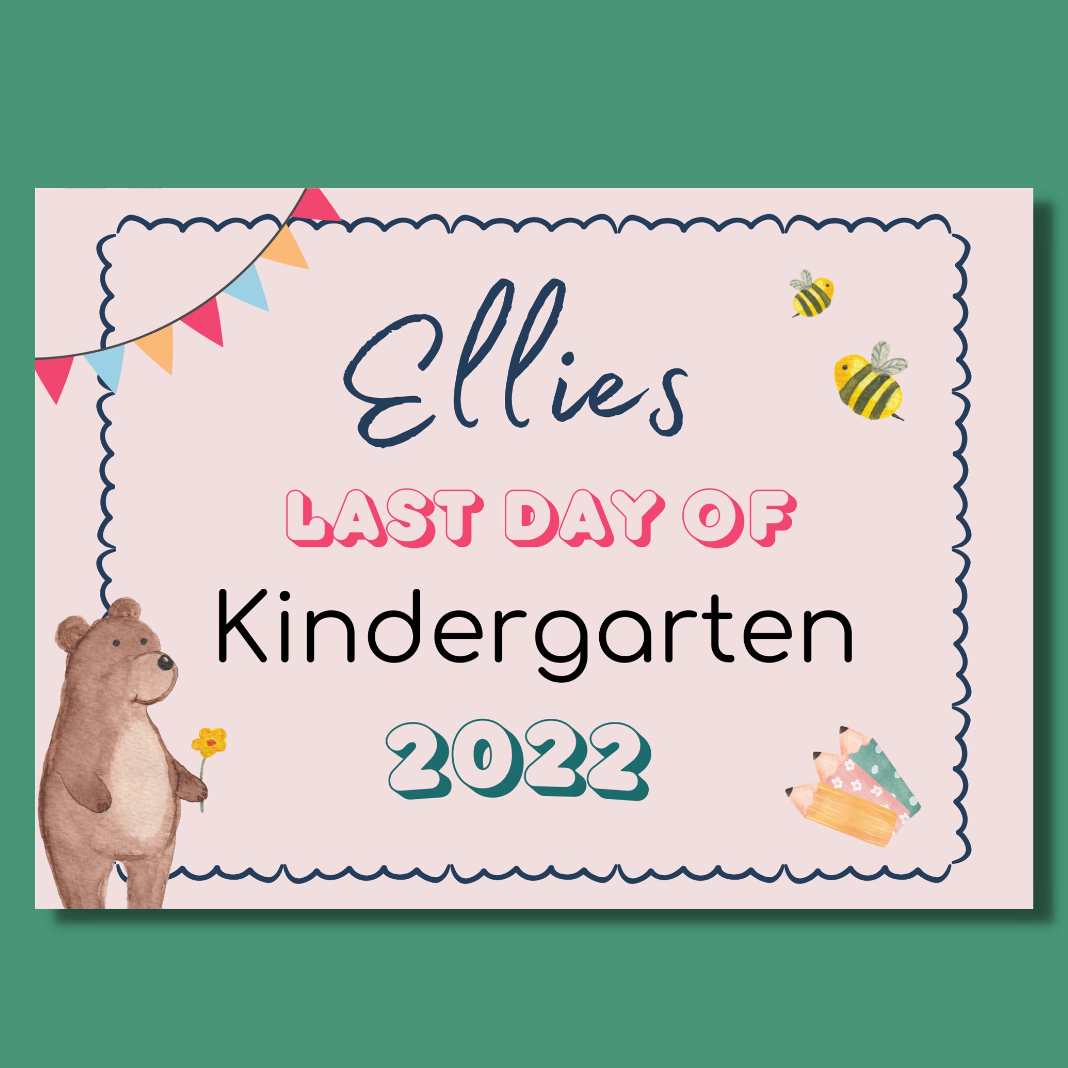 Editable First Day of Kindergarten Sign Printable Last Day - Etsy
