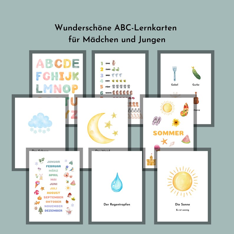 WEATHER German Printable Flashcards Three-part - Etsy
