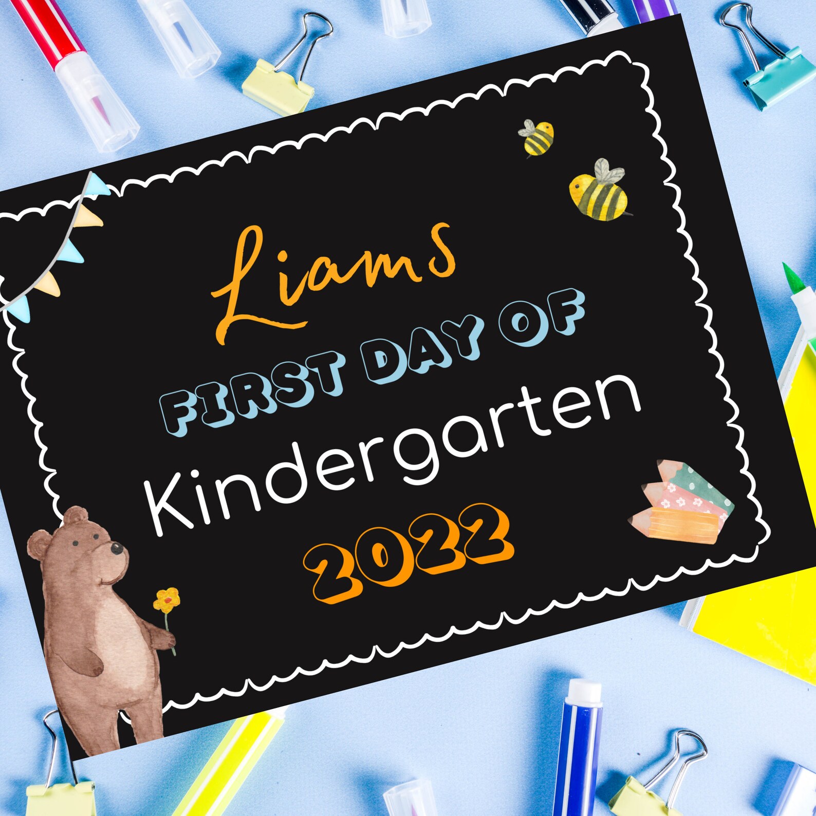 Editable First Day of Kindergarten Sign Printable Last Day - Etsy