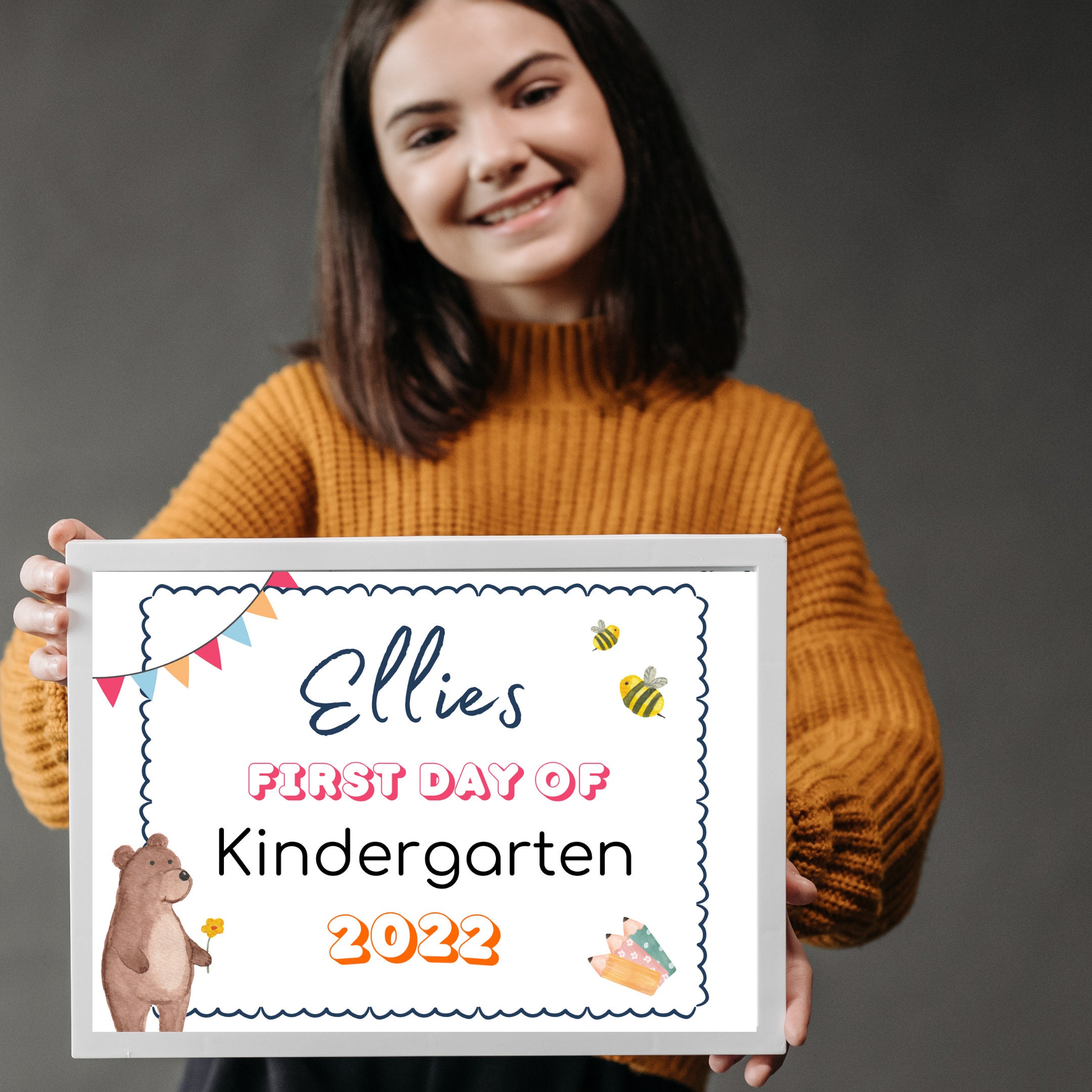 Editable First Day of Kindergarten Sign Printable Last Day - Etsy
