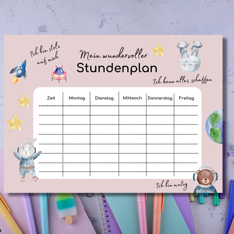 School Timetable for Kids- Printable- Download, School Schedule, School ...