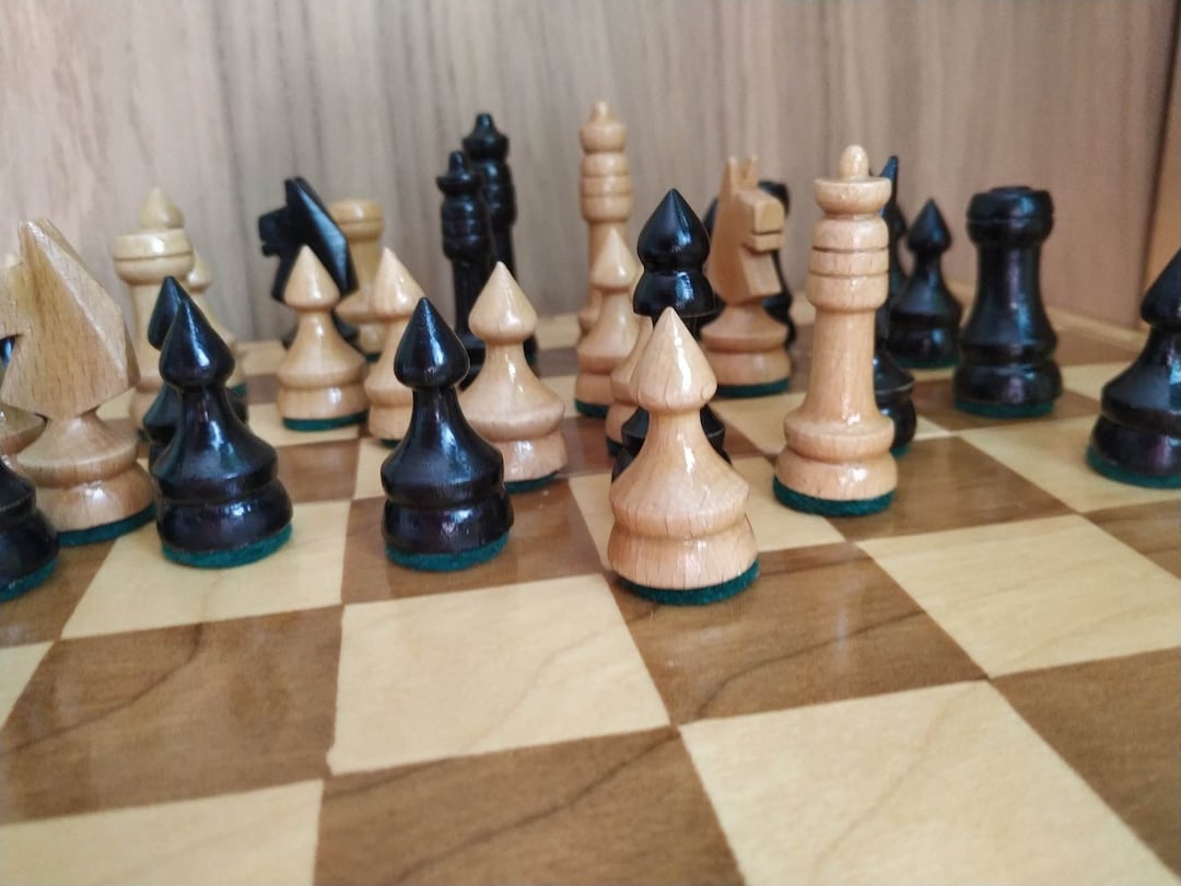 Wooden Chess Vintage, Wood Chess Set, Old Full Set, Russian Vintage ...