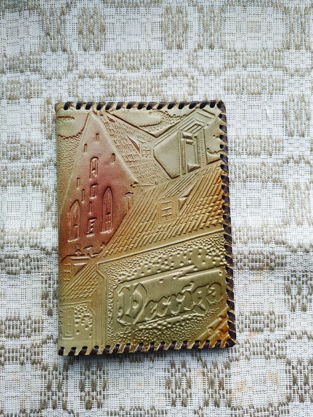 Leather Passport Cover Vintage Passport Case Embossed Old Riga Vintage ...