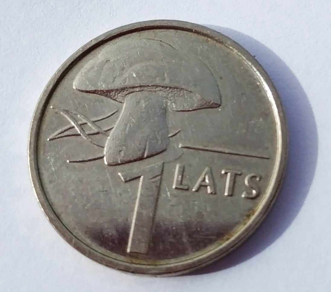 1 Lats Latvia Mushroom 1 Lats Coin, Vintage Latvian Coin - Issued in ...