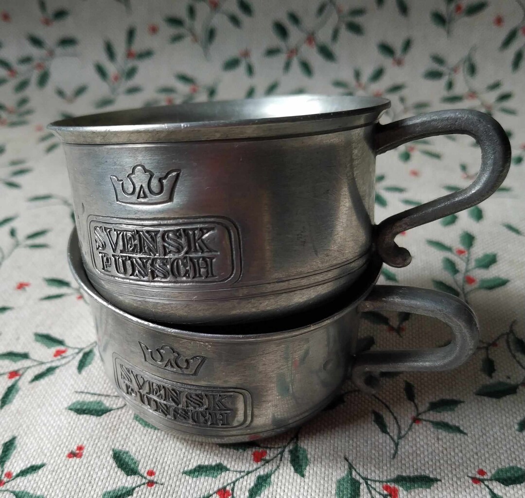Set of 2 Vintage Swedish Pewter Punch Cups - Engraved "svensk Punsch ...