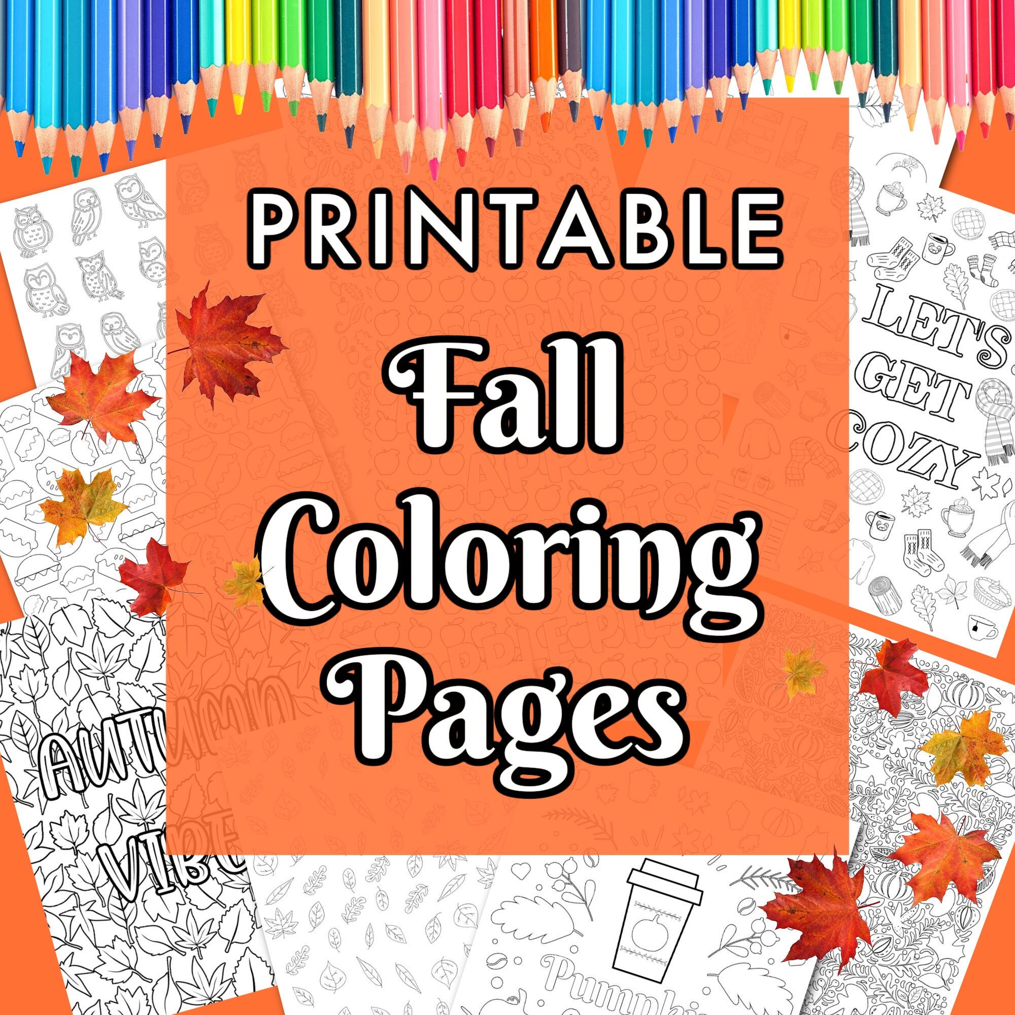 Printable Fall Coloring Pages Instant Download Digital Autumn Etsy UK Printable Fall Coloring Pages Instant Download Digital Autumn Etsy UK