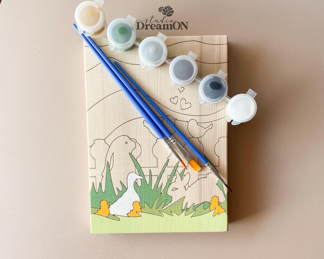 Spring Bunnies Paint by Number Kit - DIY Craft Kit & Whimsical Home ...