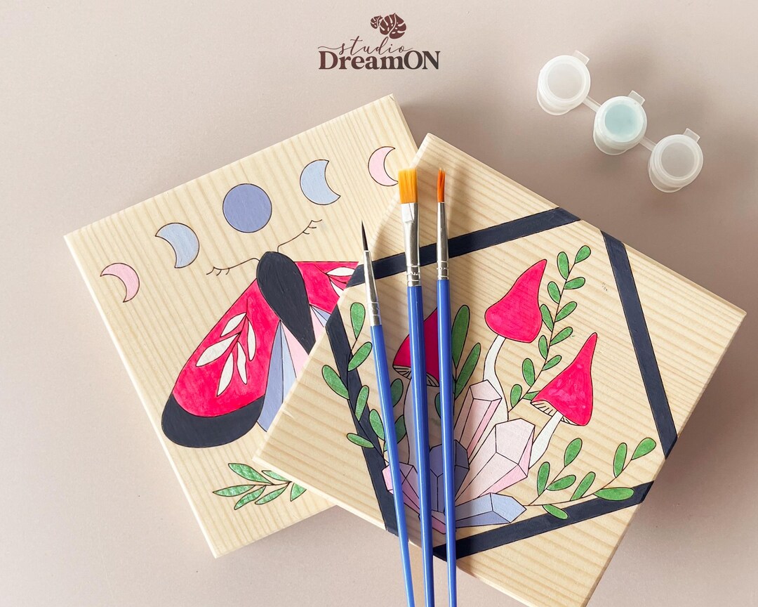 Mushrooms and Moth Paint by Number Bundle - DIY Wall Art Craft Kits ...