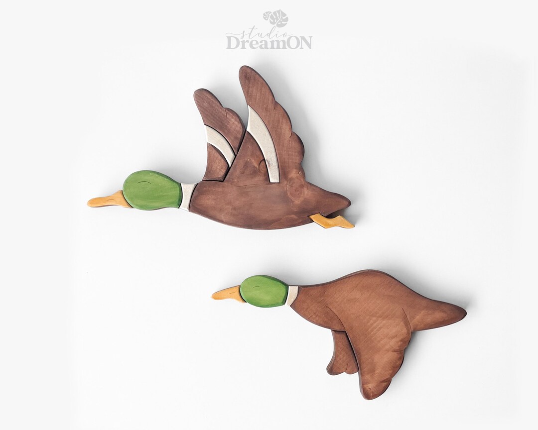 Flying Mallard Ducks Wooden Wall Art Decor Lake House Decor for Wall ...