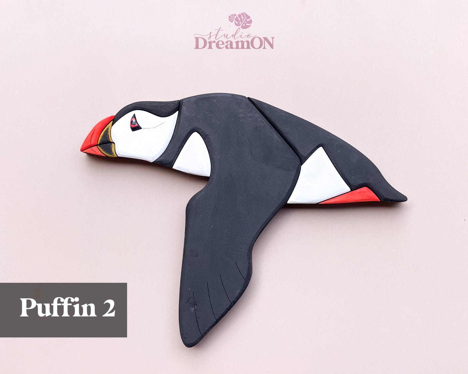 Flying Puffins Wooden Wall Hanging - Coastal Birds in Flight - Nautical ...