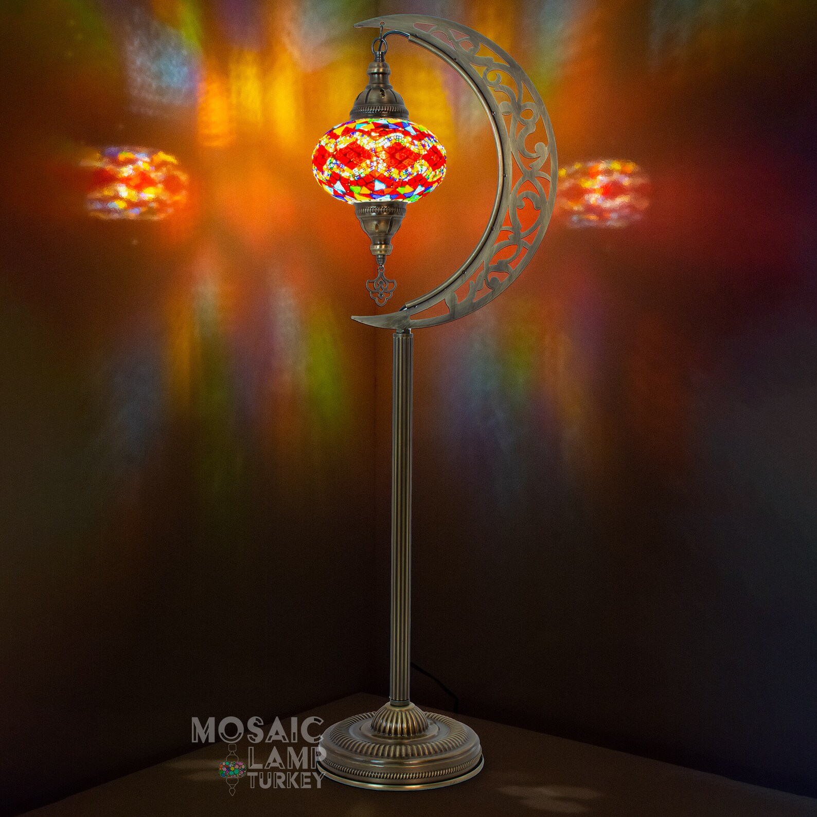 Multi Color Turkish Mosaic Moon Lamp Turkish Floor Lamp - Etsy