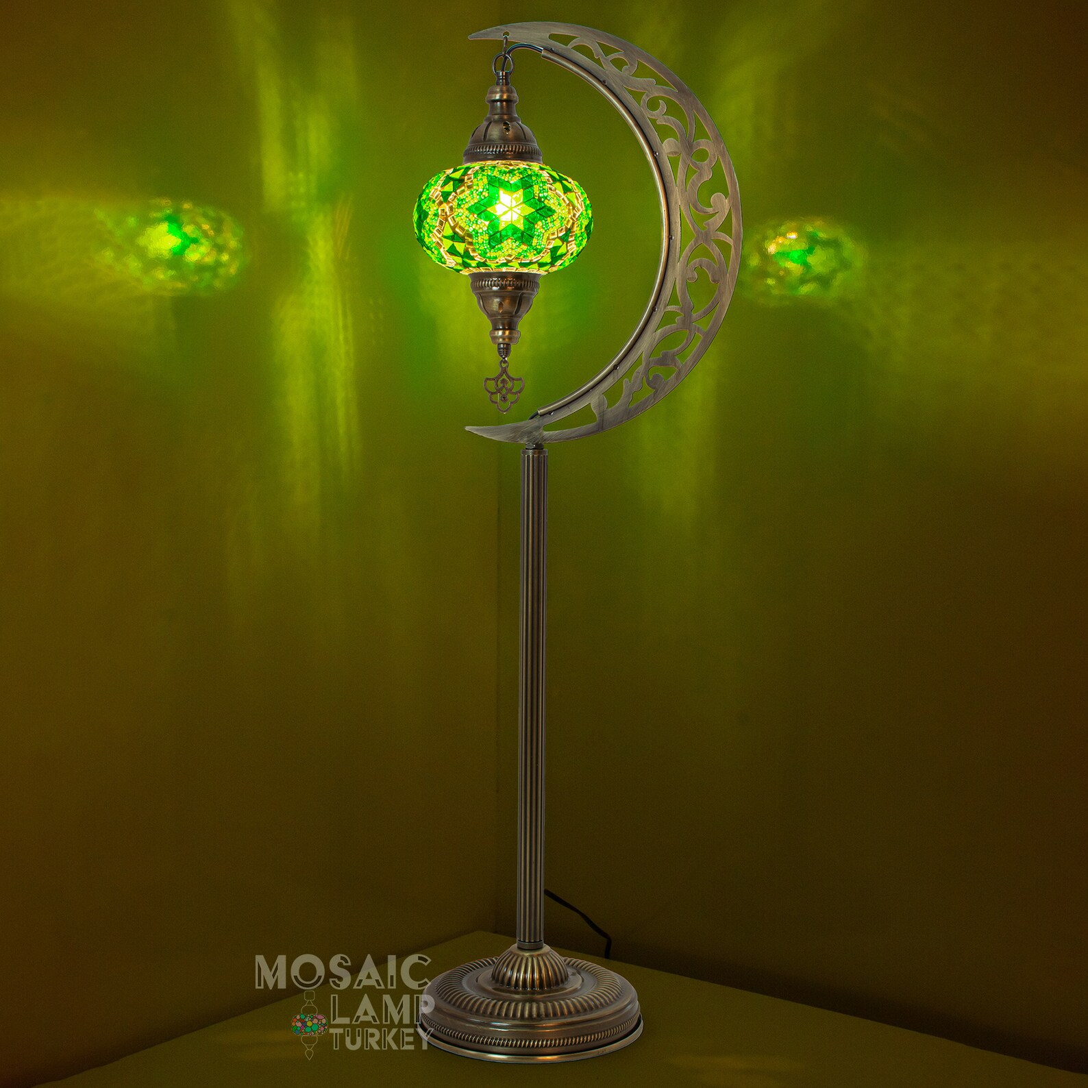 Turkish Mosaic Moon Floor Lamp Turkish Standing Lamp Plug in | Etsy