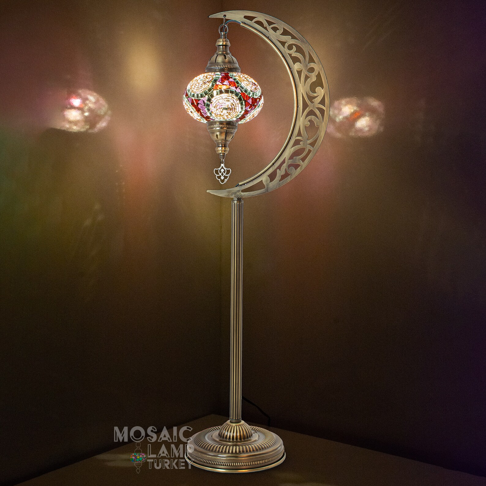 Turkish Mosaic Moon Floor Lamp Turkish Standing Lamp Plug in | Etsy