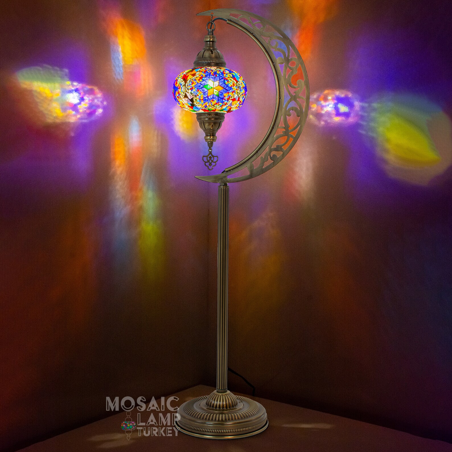 Multi Color Turkish Mosaic Moon Lamp Turkish Floor Lamp - Etsy