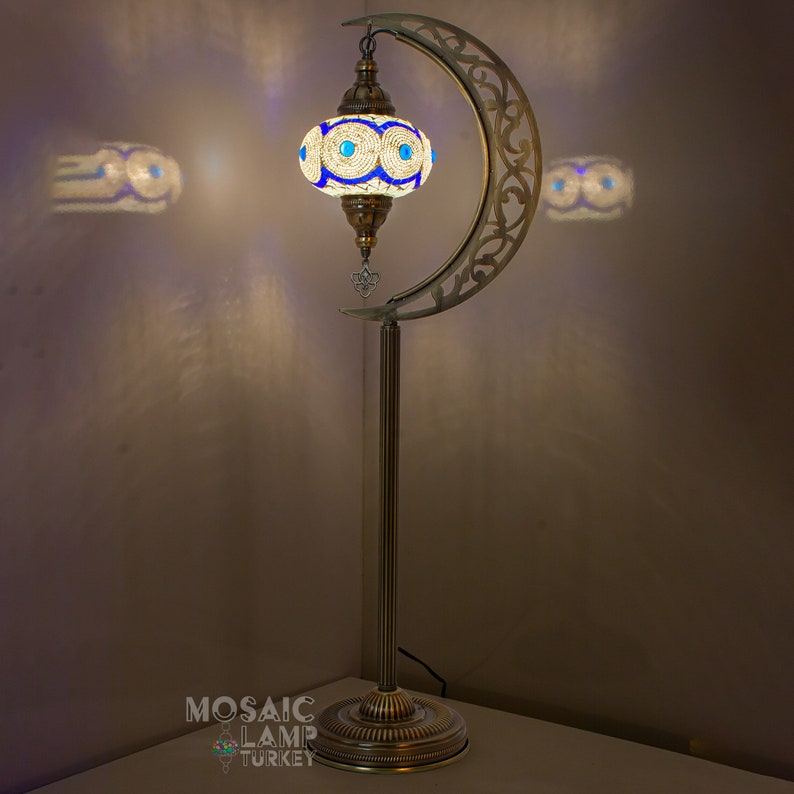 Multi Color Turkish Mosaic Moon Lamp Turkish Floor Lamp - Etsy