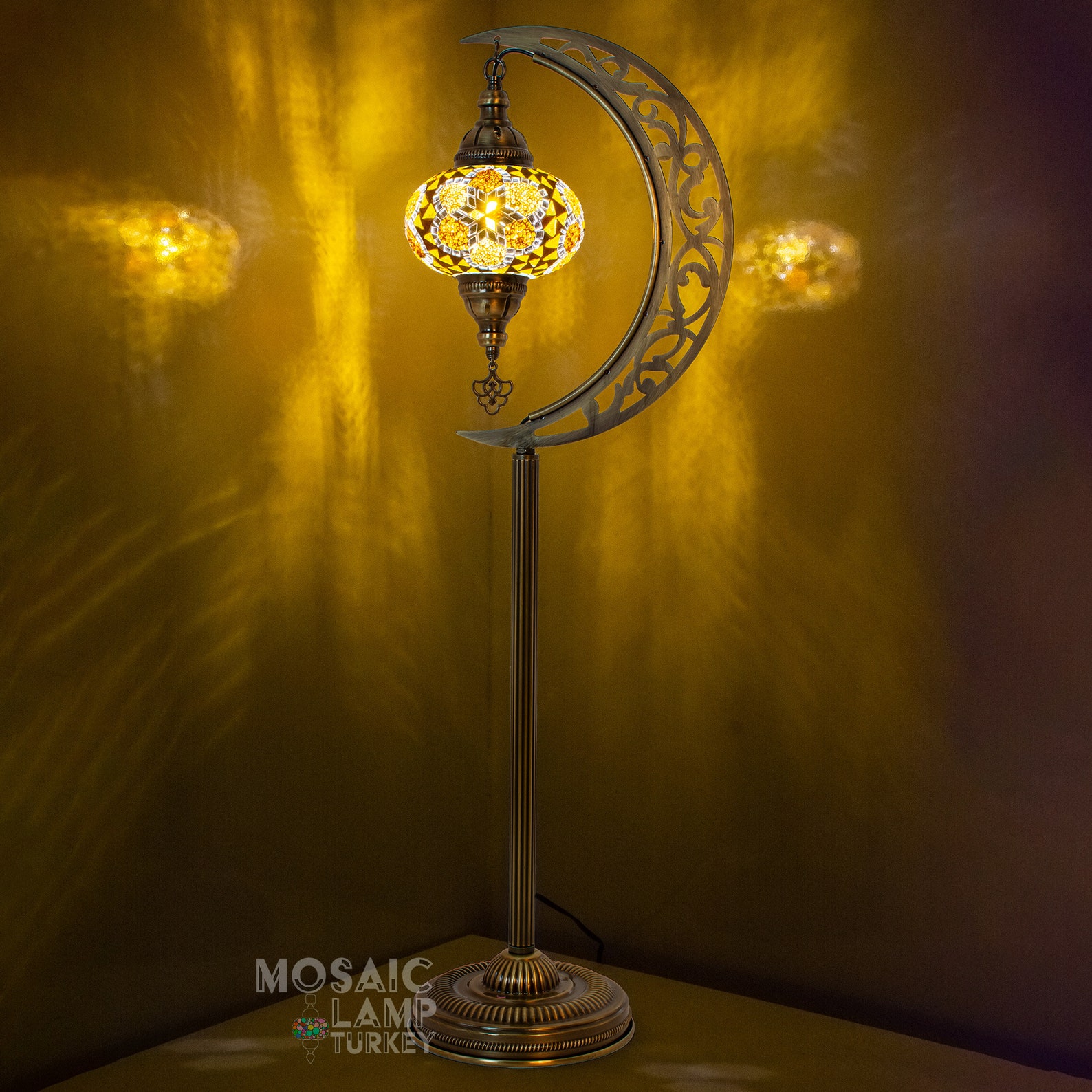 Multi Color Turkish Mosaic Moon Lamp Turkish Floor Lamp | Etsy