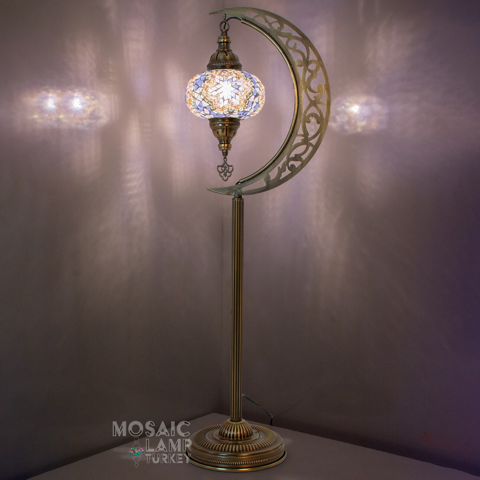 Multi Color Turkish Mosaic Moon Lamp Turkish Floor Lamp | Etsy