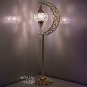 Multi Color Turkish Mosaic Moon Lamp, Turkish Floor Lamp, Turkish ...