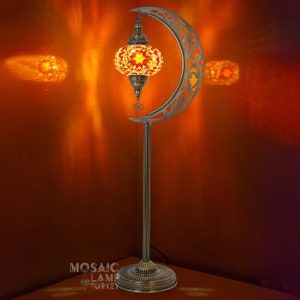 Multi Color Turkish Mosaic Moon Lamp, Turkish Floor Lamp, Turkish ...