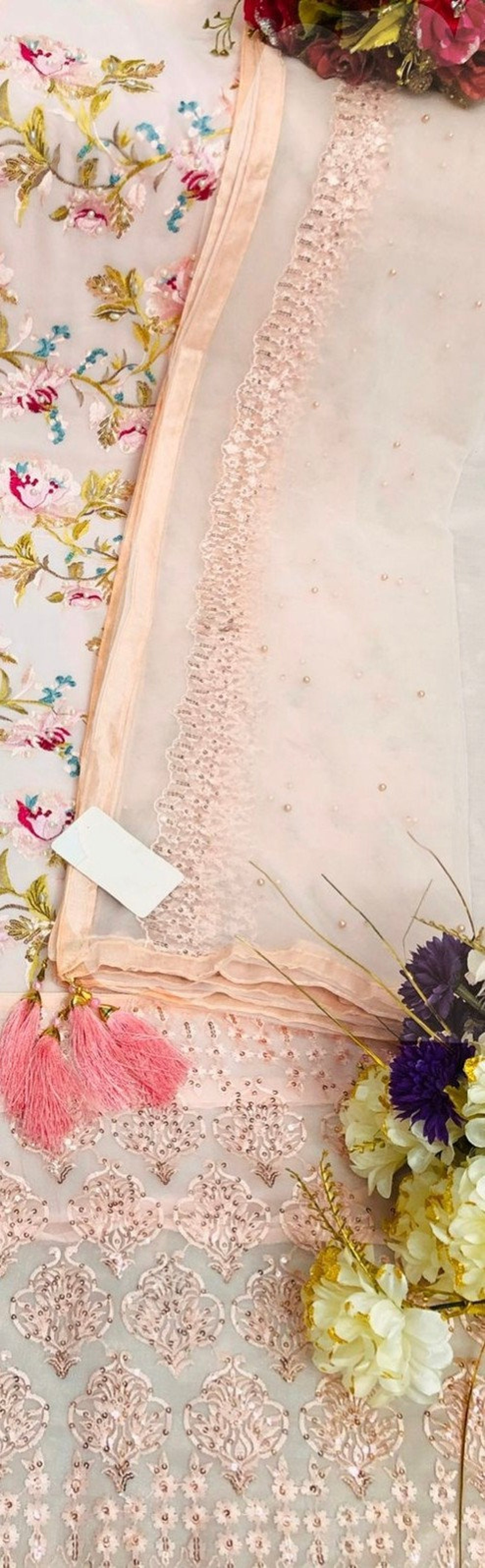 Peach Salwar Kameez Georgette Silk With Heavy Embroidery Work - Etsy