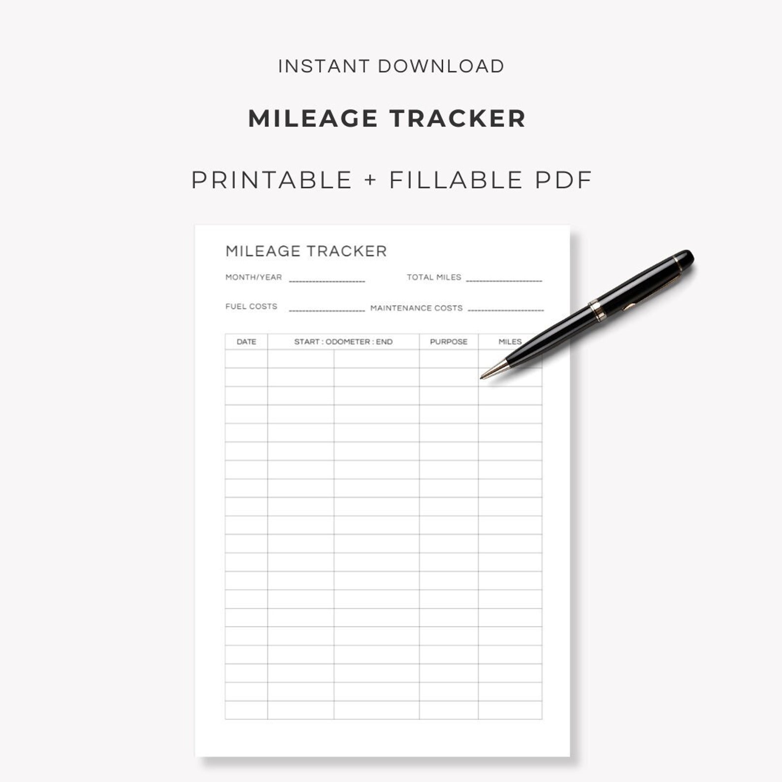 Mileage Tracker, Business Mileage Log, Self Employed Mileage Tracker ...