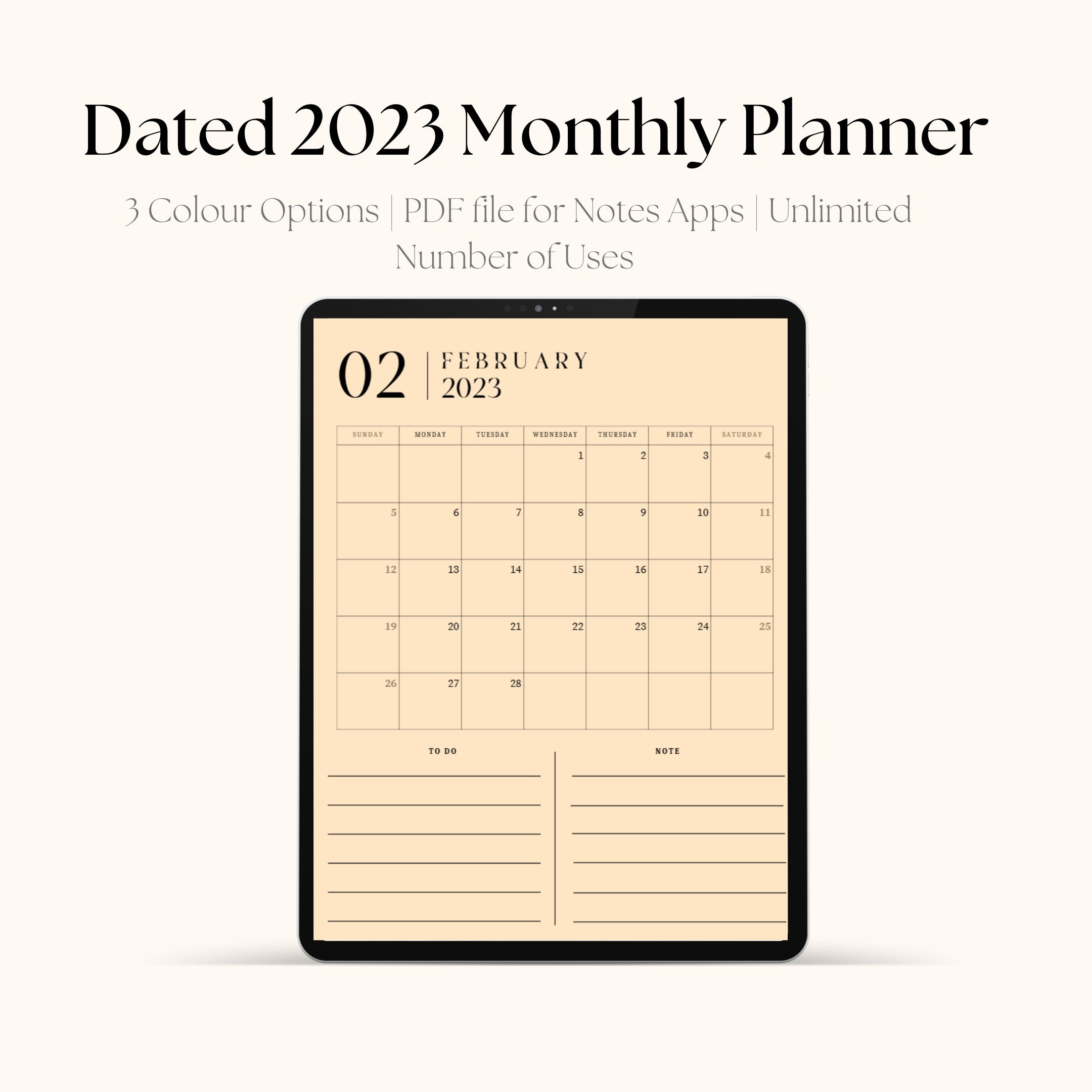 2023 Monthly Calendar Editable Printable Planner, Landscape Monthly ...