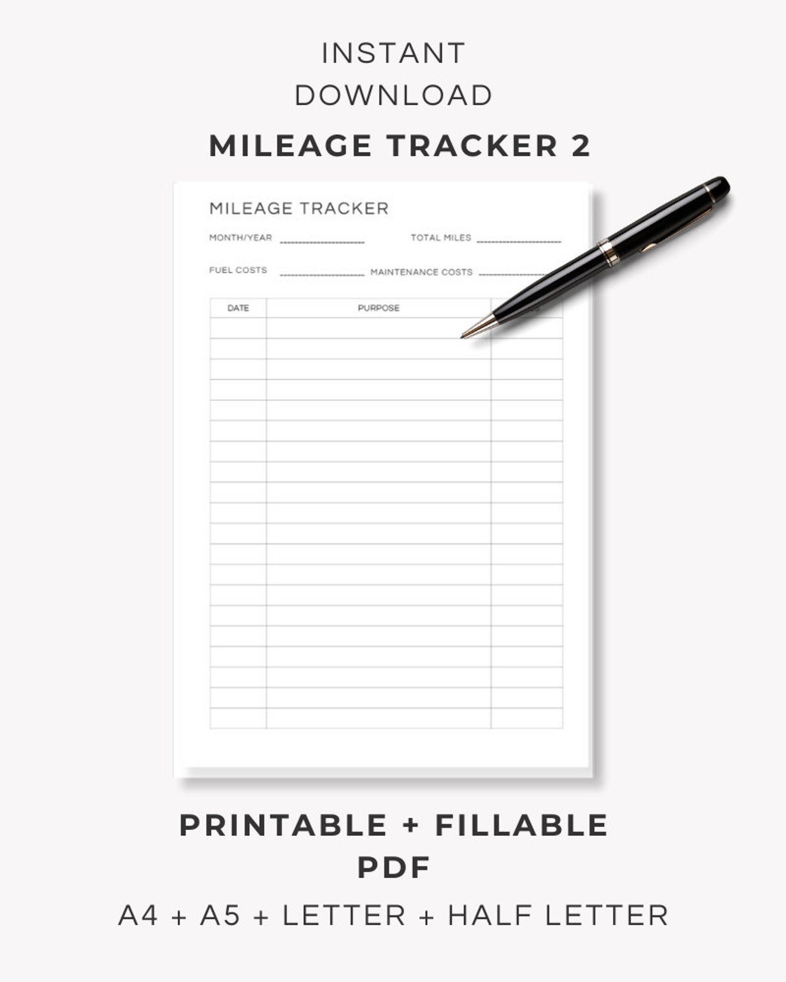 Mileage Tracker, Business Mileage Log, Self Employed Mileage Tracker ...