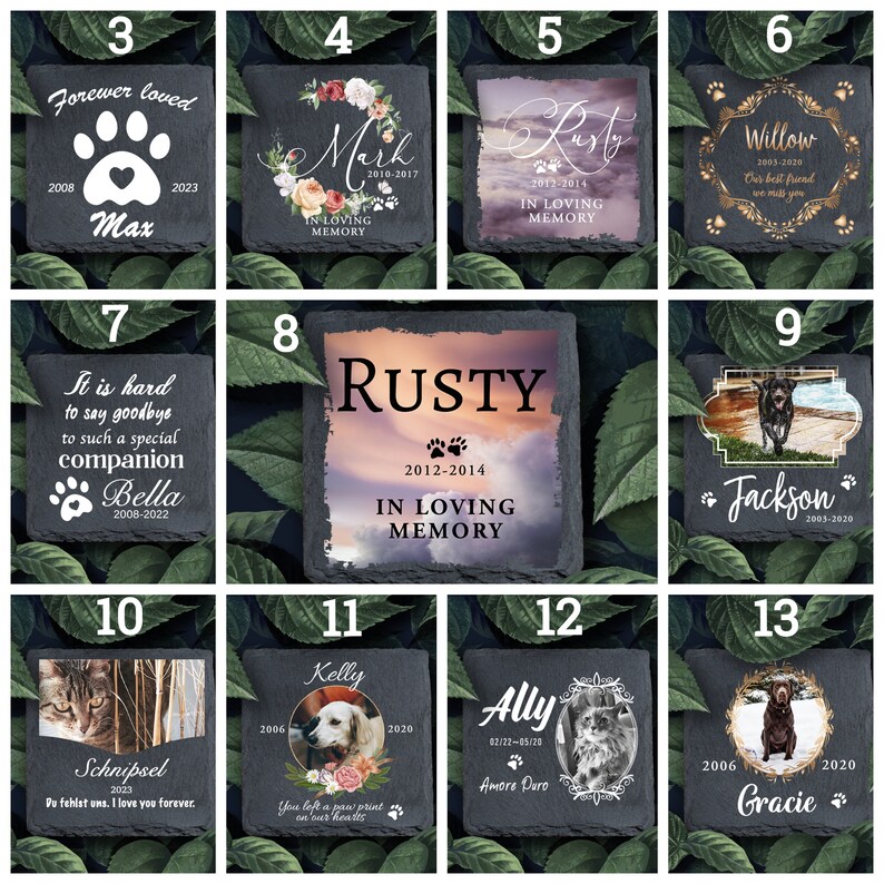 Personalized Pet Memorial Slate Stone, Engraved Tombstone (10x10cm) - Etsy