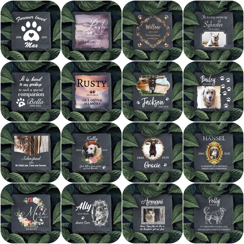Personalized Pet Memorial Slate Stone, Engraved Tombstone (10x10cm) - Etsy