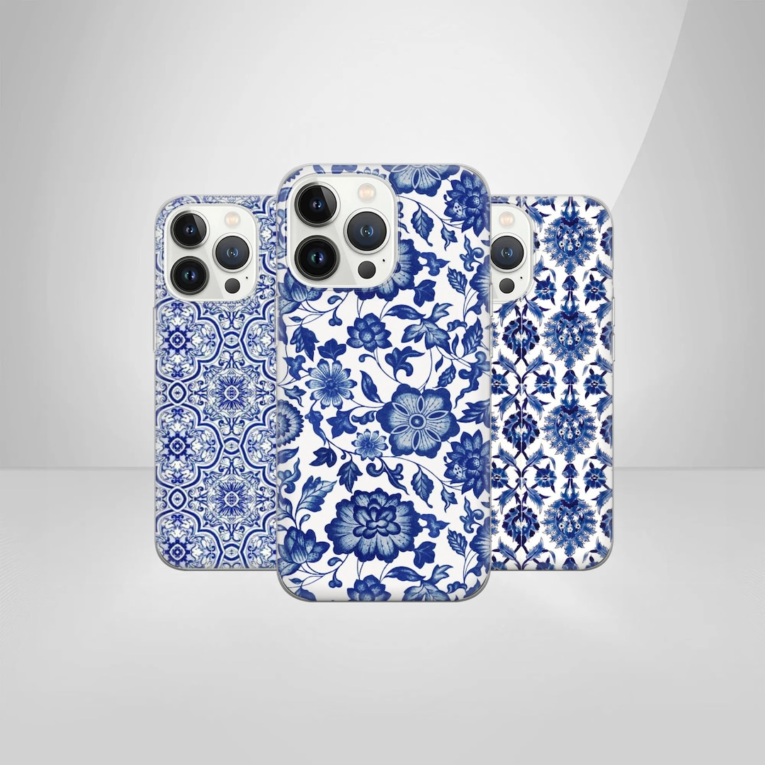 New Blue Ceramic Phone Case Pottery Cover for iPhone 15pro, 14, 13, 12 ...