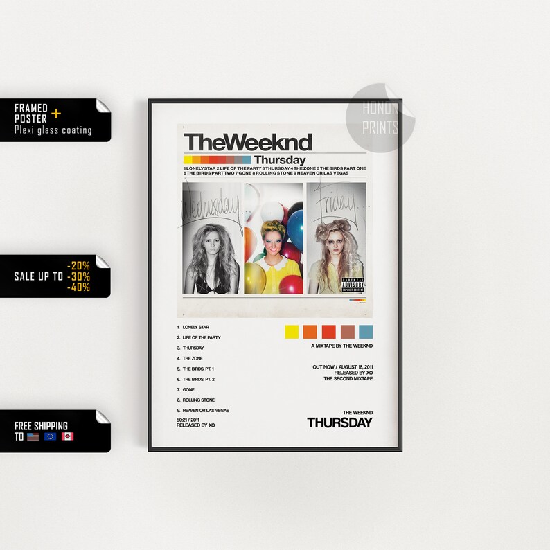The Weeknd Thursday / Album Cover Posters / Album Cover Art | Etsy