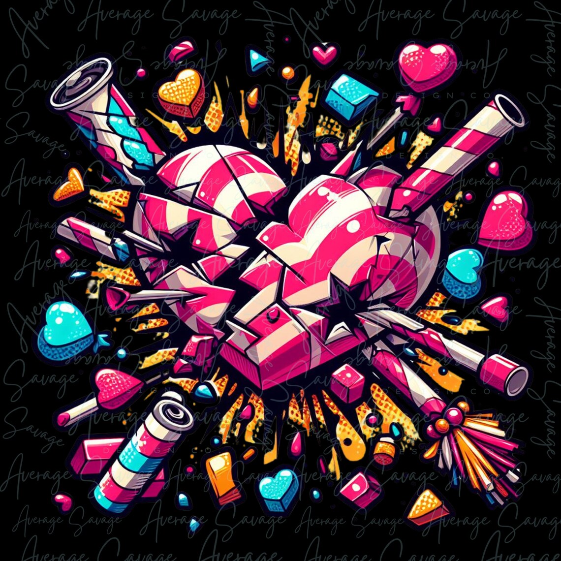 Broken Candy Valentine PNG - Etsy