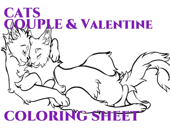 Design Your Own CAT Ocs Coloring Sheet Couple Valentines - Etsy