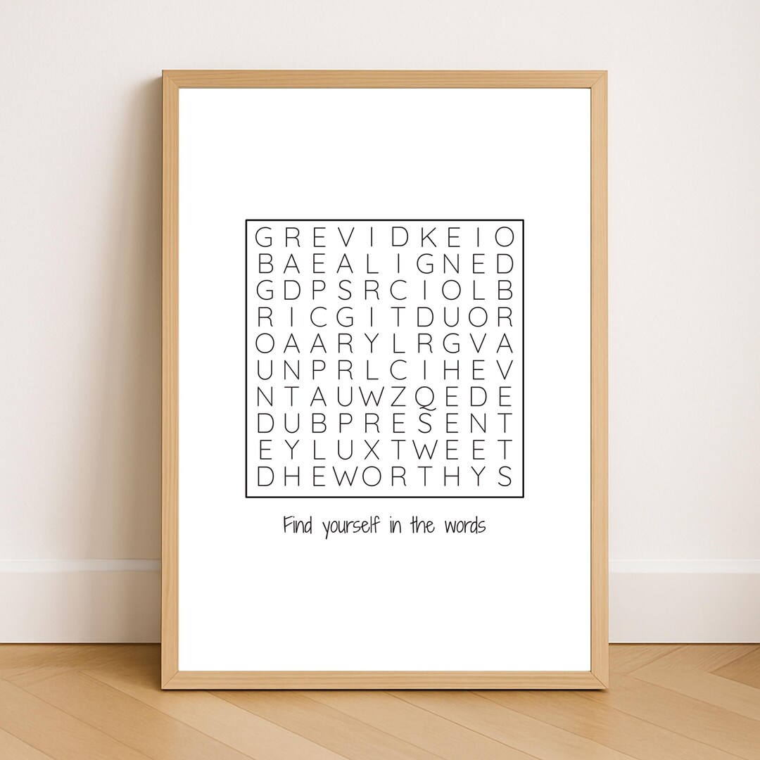Affirmation Word Search Wall Art | Minimalist Printable Self Love ...