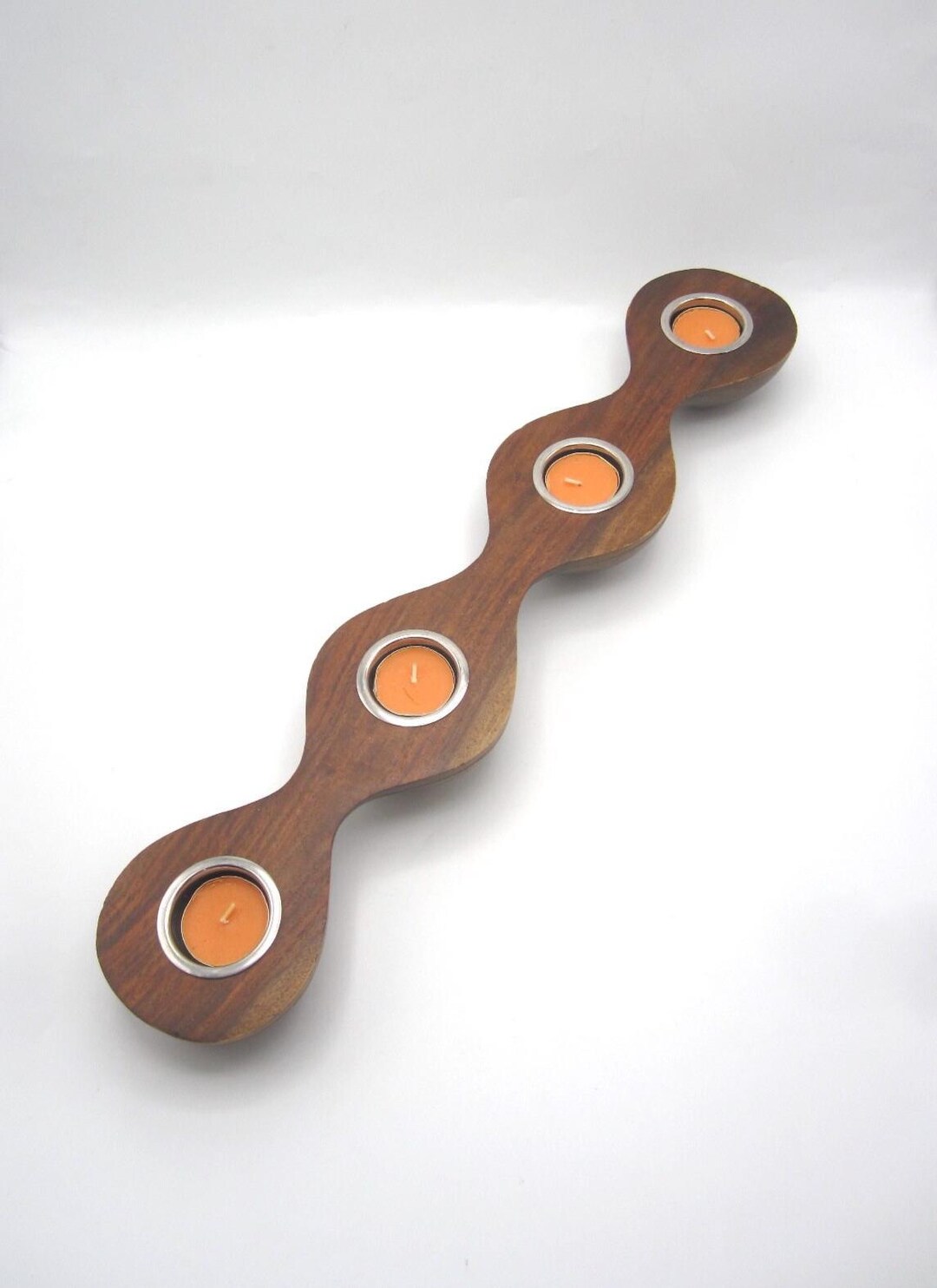 MCM Teak Candle Holder With 4 Candles 1970s - Etsy