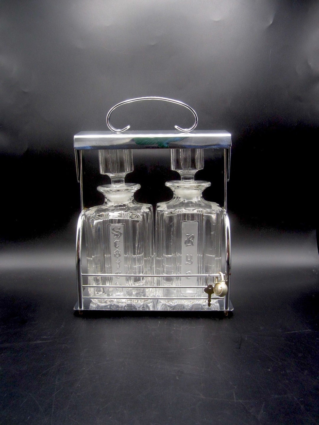 Fostoria Sunray Decanters Scotch and Rye in Tantalus - Etsy