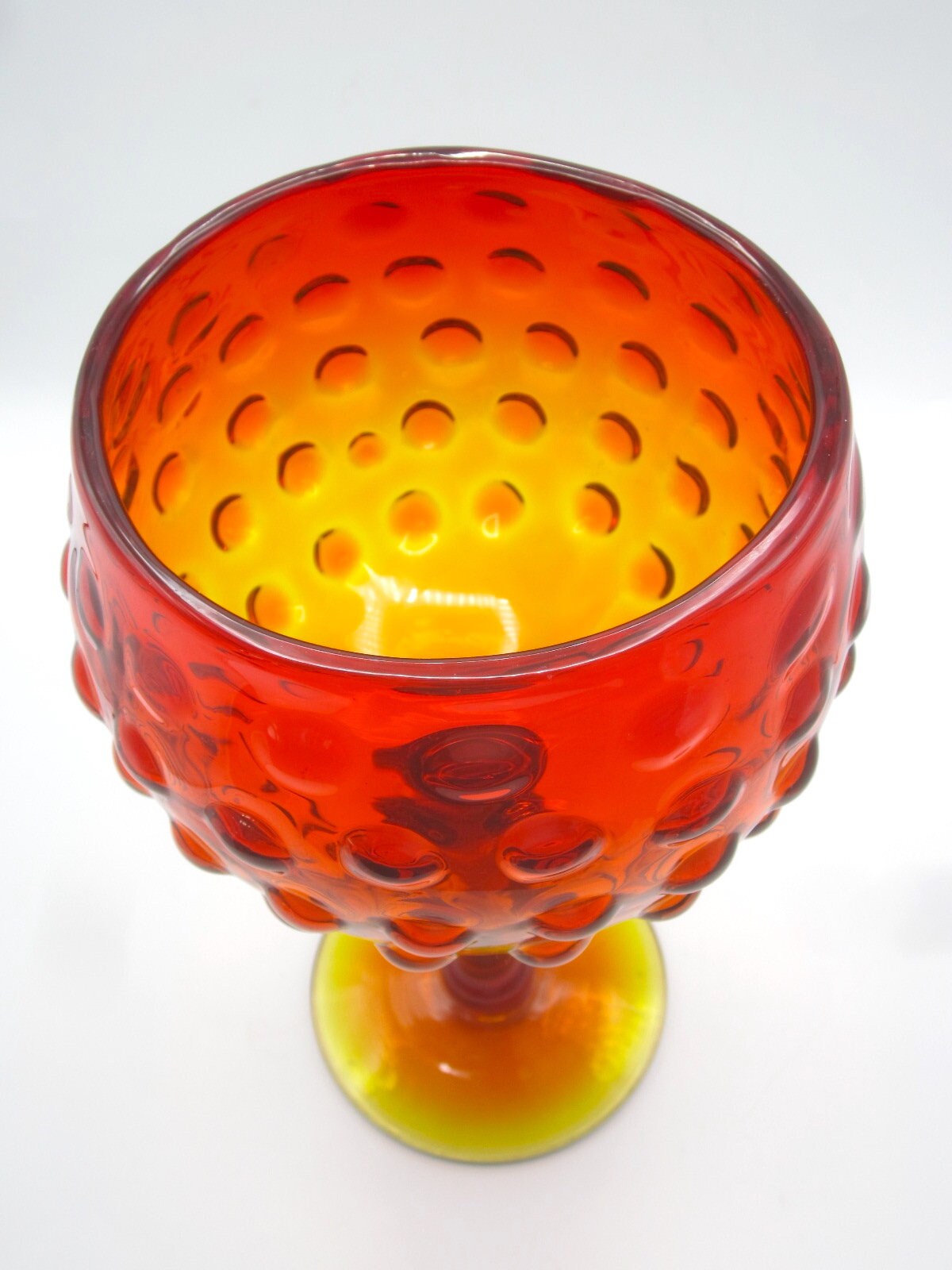 MCM Blenko Glass Vineyard Bubble 12 Amberina Goblet Wayne Husted - Etsy