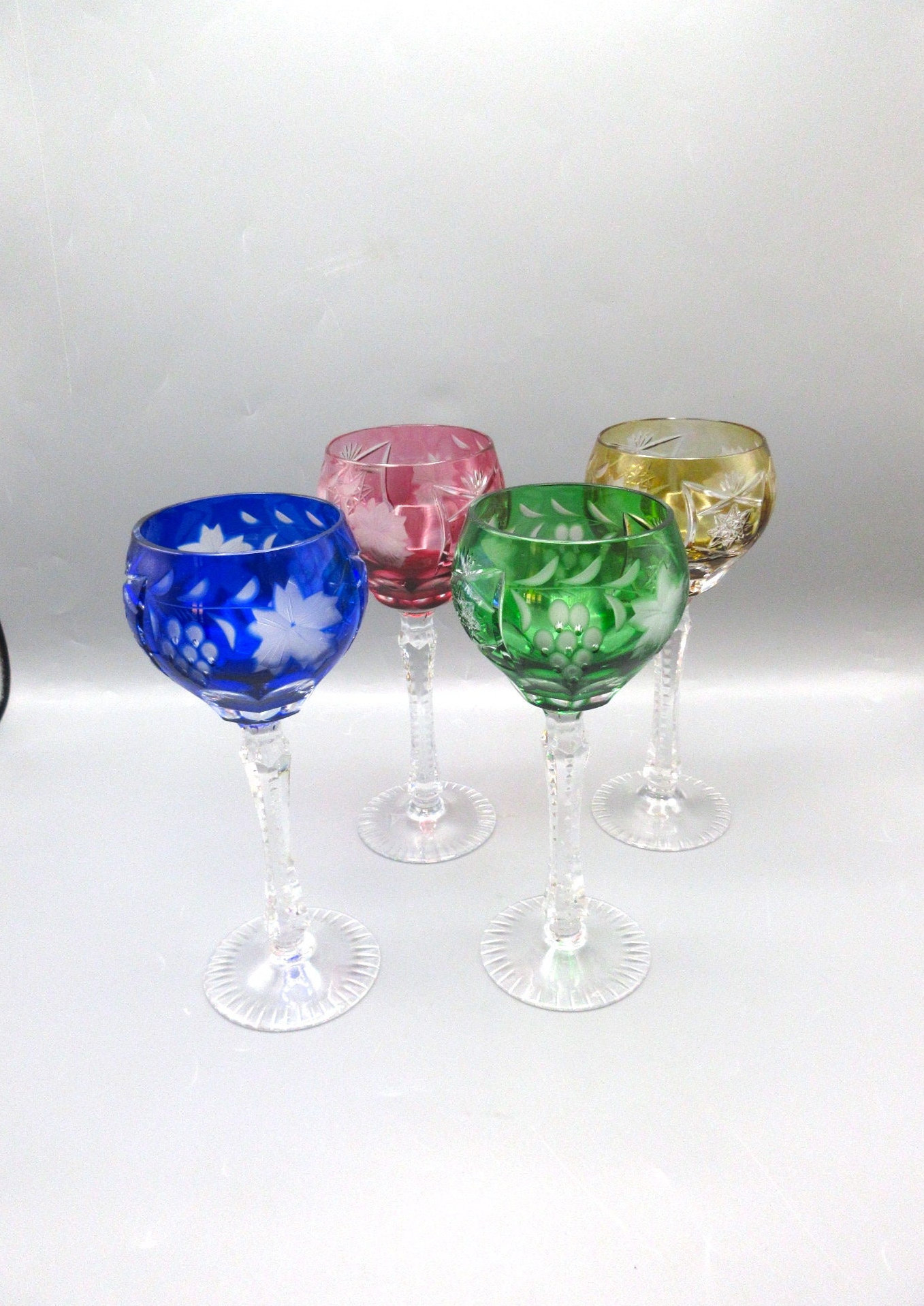 4 VTG Crystal Wine Glasses Cut to Clear 8 1/2 Ofnah Crystal Hungary - Etsy