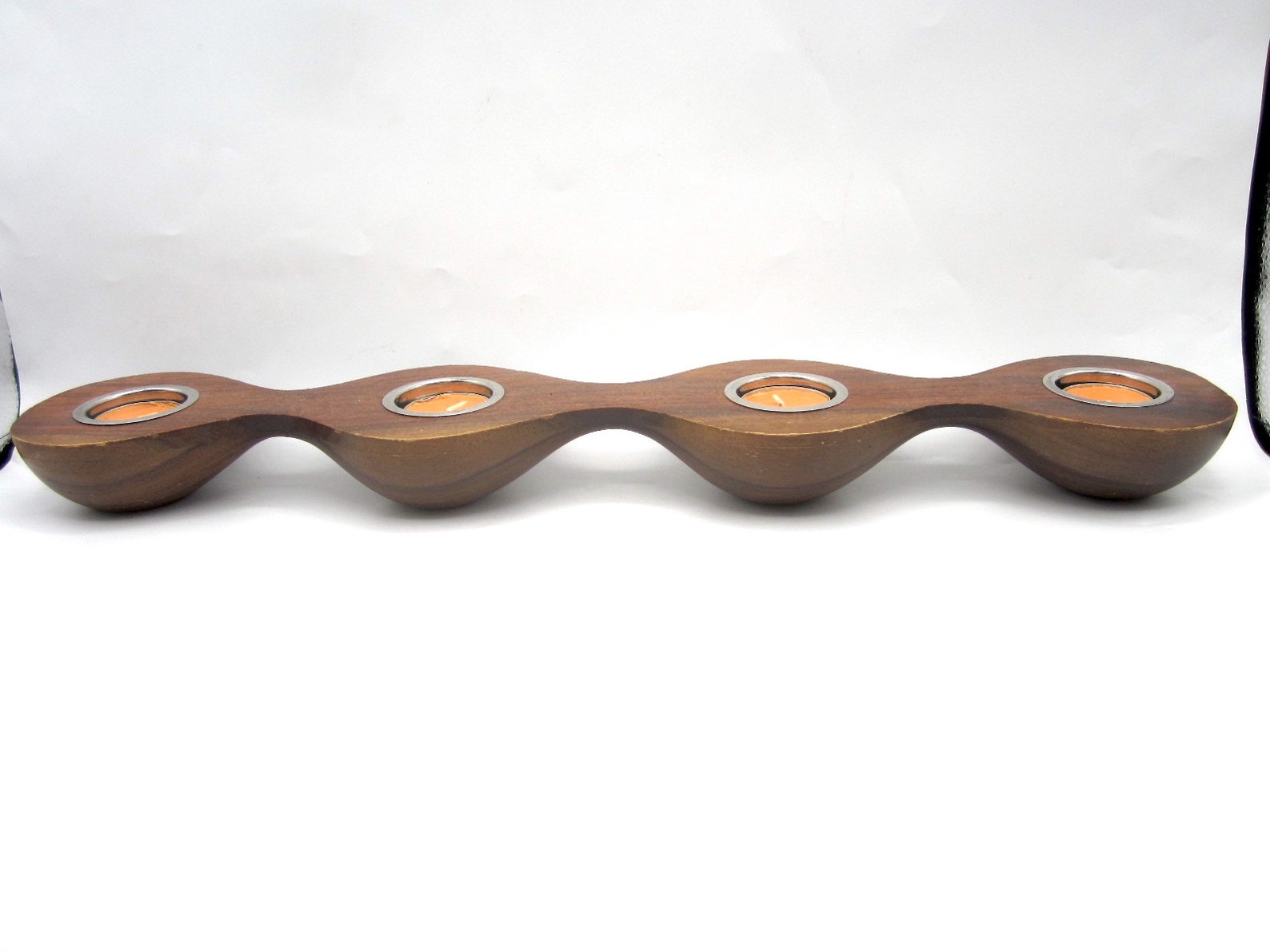 MCM Teak Candle Holder With 4 Candles 1970s - Etsy