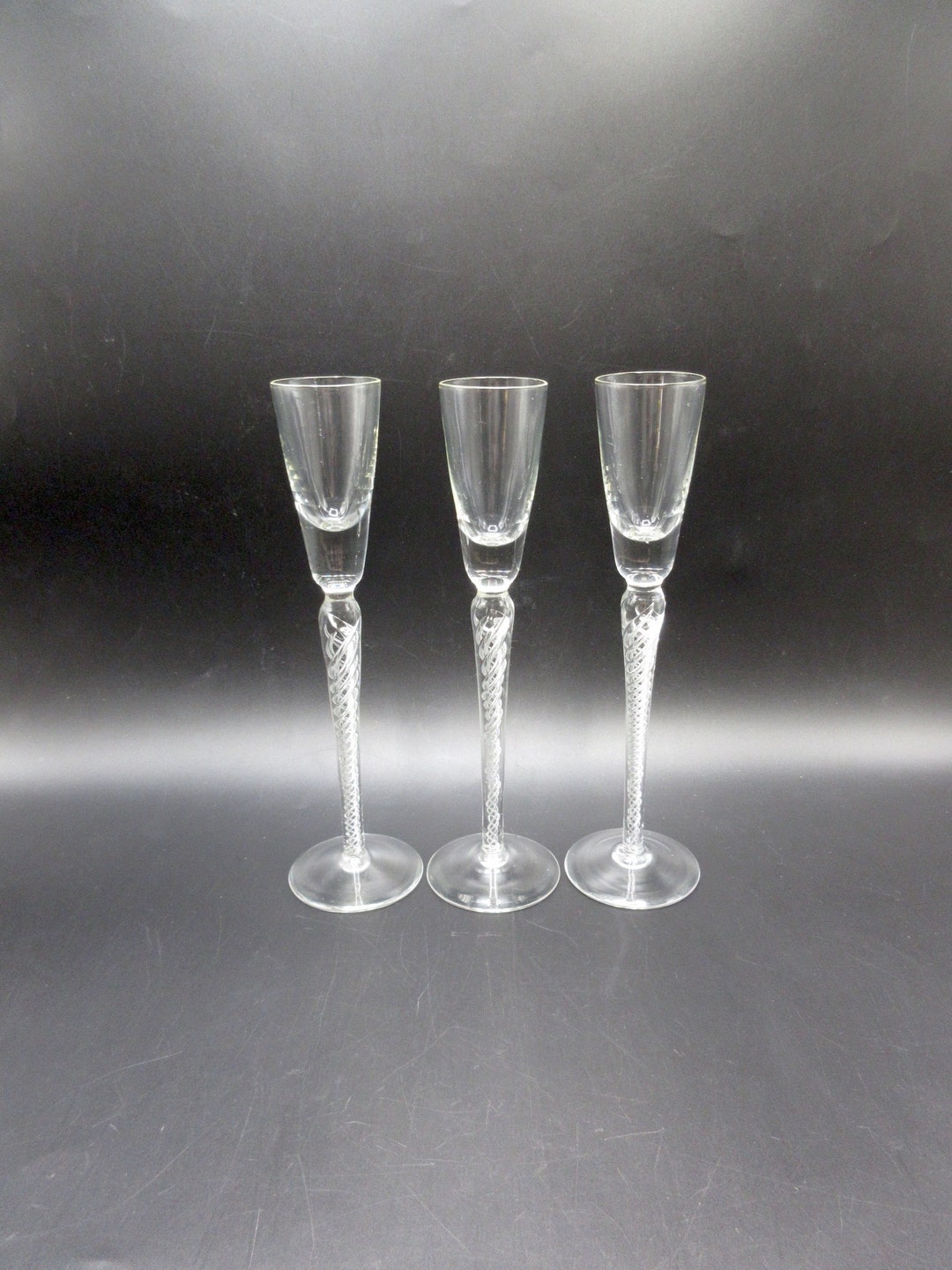 3 VTG Stuart Crystal Iona Air Twist Stem Tall Cordials 8 3/4" - Etsy