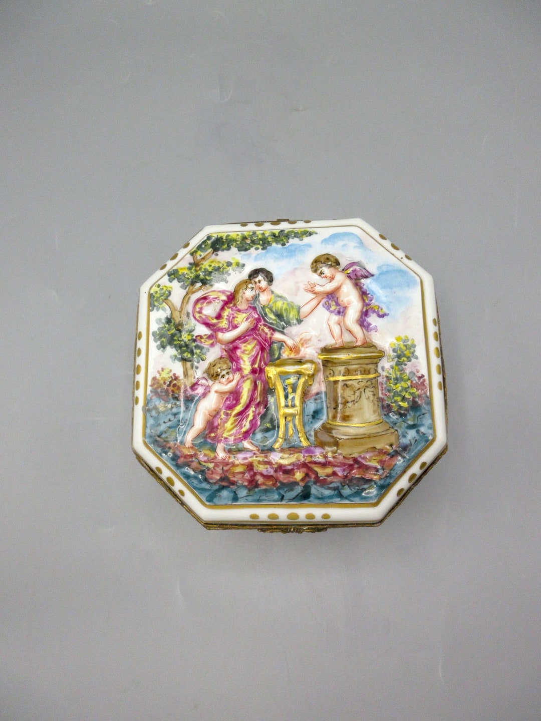 Antique French Capodimonte Style Hand Painted Porcelain Box ...