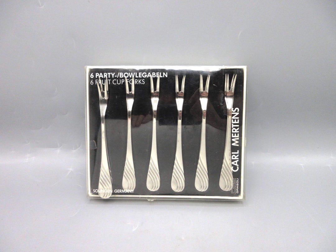 12 Elegant Carl Mertens Fruit Cup Forks Stainless Solingen Grasoli ...