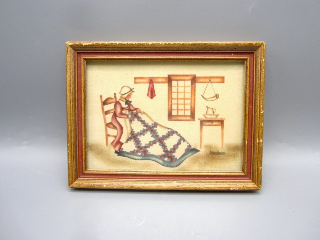 VTG Jean Henry Theorem Painting Quilt Maker Folk Art on Velvet - Etsy