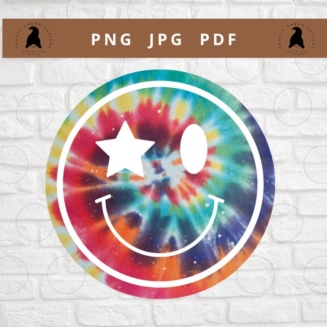 Tie Dye Smiley Face PNG JPG PDF Retro Smiley Png Rainbow | Etsy