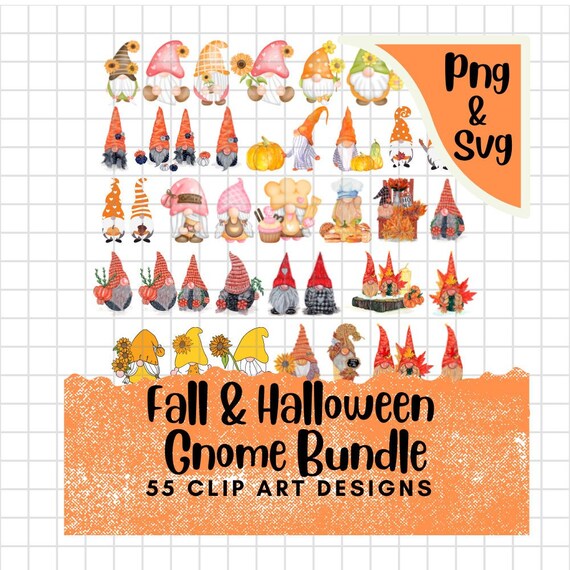 Gnome Halloween & Fall Bundle 55 Designs PNG SVG Pumpkins - Etsy