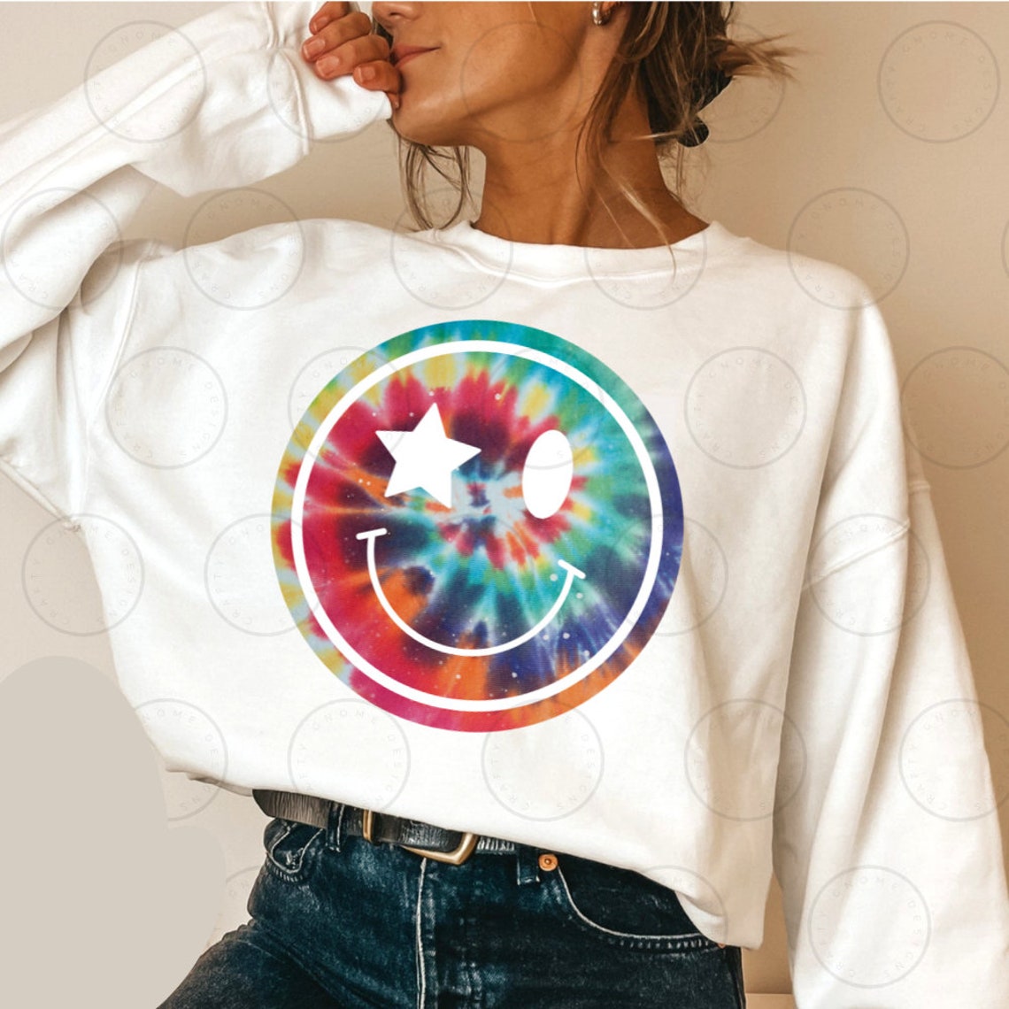 Tie Dye Smiley Face PNG JPG PDF Retro Smiley Png Rainbow | Etsy